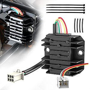 RUTU 4 Wire full wave Universal Voltage Regulator Rectifier Replacement - Boat Motor, Motorcycle, GY6 50 150cc Scooter, Moped, Go Kart, TAOTAO, ATV Rectifier- AC to DC Rectifier 12v Voltage Regulator