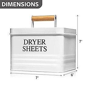 Calindiana Modern Farmhouse Metal Laundry Dryer Sheets Holder Fabric Softener Dispenser with Lid for Laundry Room Decor and Accessories and Space Saving Laundry Room Organization and Storage, White