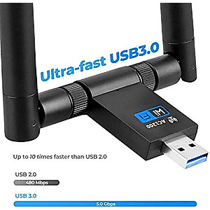 ：USB WiFi Adapter for PC Latest Long Range Stable Signal 1200Mbps Wireless WiFi Dongle USB 3.0 2.4G/5G 802.11ac Network Adapter with Dual Antenna for Windows XP/10/8/8.1/7/Vista Mac 10.6-10.15
