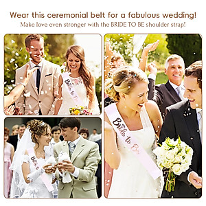 Totelux Bride to Be Sash Rose Gold Bridal Sash with Diamond White Satin Sash Bachelorette Party Wedding Accessories