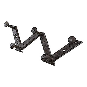 Ebros Cast Iron Vintage Rustic Industrial Farmhouse Railroad Nail Spikes 5 Peg Wall Hooks Western Vintage Multi-Purpose Hanger Plaque for Coats Hats Keys Clothing Towel Pet Leash