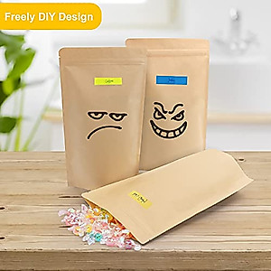 SumDirect Reusable Kraft Zip Lock Stand Up Food Bags Pouches with Zipper, Foil Lined,7x12 Inches