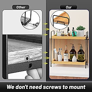 sitanes Bathroom Organizer Countertop, 2-Tier Wooden Counter Organizer for Bathroom, No Drilling Vanity Organizer for Makeup Cosmetic Perfume Skincare, Counter Shelf for Bathroom Kitchen Dresser Top