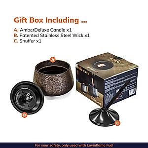 LOVINFLAME Amber Ceramic Tabletop Fire Pit for Indoor and Outdoor, Wind Resistant Mini Fire Pit for Balcony and Patio Decor, Smokeless Fireplace Only Used with LOVINFLAME Ethanol-Free Fuel (Deluxe)