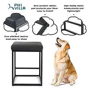 PHI VILLA Bar Stools Counter Heighr Set of 4, Backless, 24 inches, Square, Black, 4 Packs