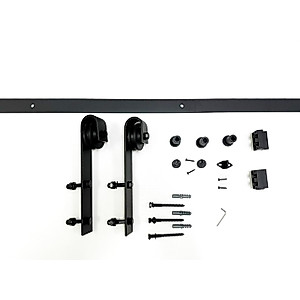 Jforest DIY 84in X Shape Barn Door with Hardware & Handle Included, Heavy Duty, Sliding Door Hardware, Pre-Drilled Barn Door, Solid Wood Material, Barn Door Made in USA. (Oak) (42" x 84")