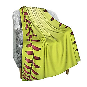 Flannel Softball Blanket for Bed Couch Sofa,Softball Laces Sports Lovers Throw Blanket,Soft Cozy Plush Warm Fuzzy Lightweight Microfiber Fleece Blanket for Adults Teens Kids 50"X40"