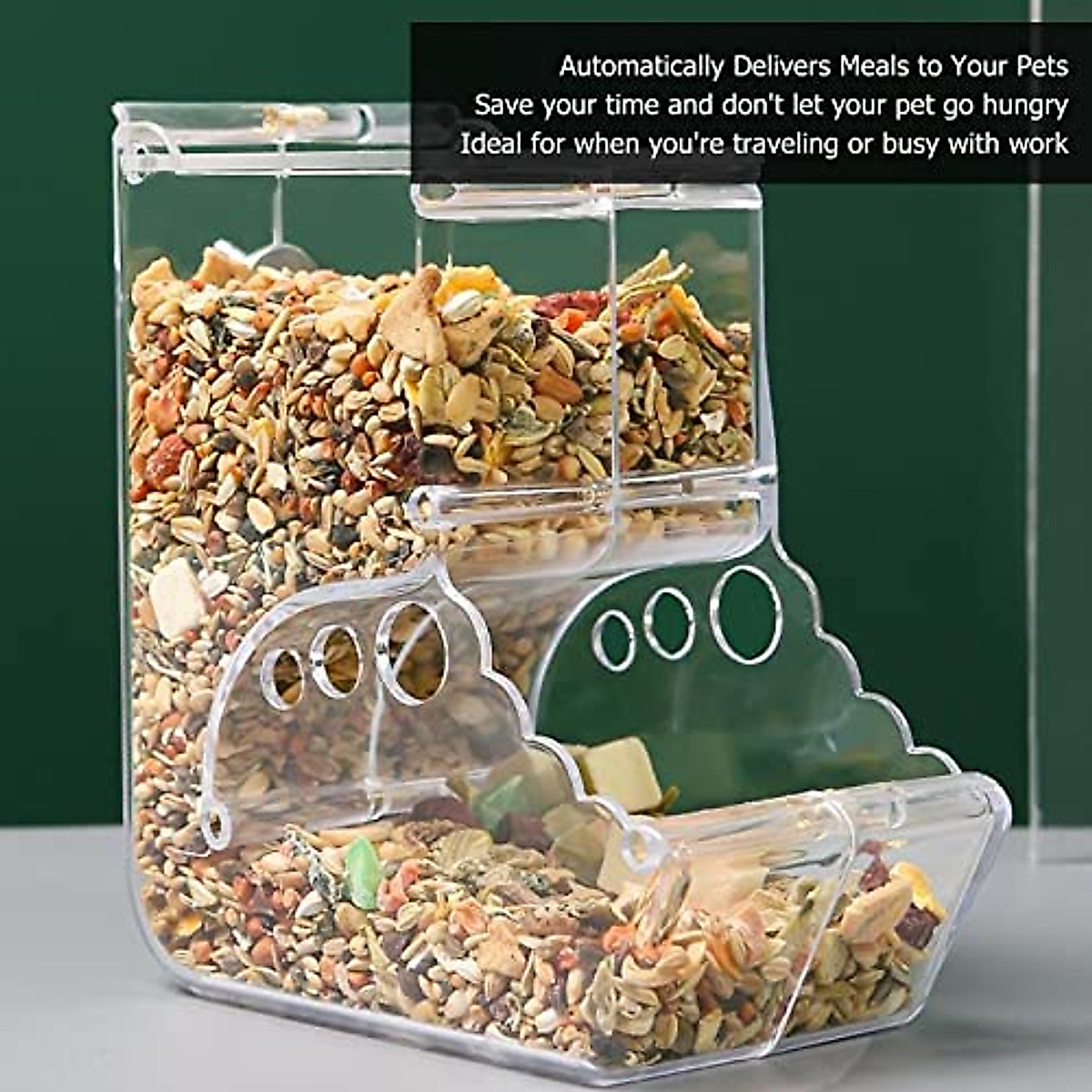 GLOGLOW Hamster Food Dispenser, Hamster Feeder Transparent Toxic Free Prevent Knock Over Automatic for Sugar Glider