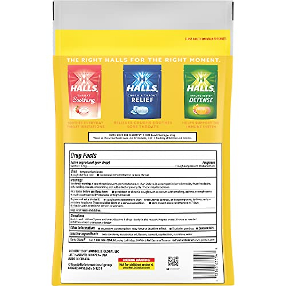 HALLS Relief Honey Lemon Sugar Free Cough Drops, Value Pack, 180 Drops
