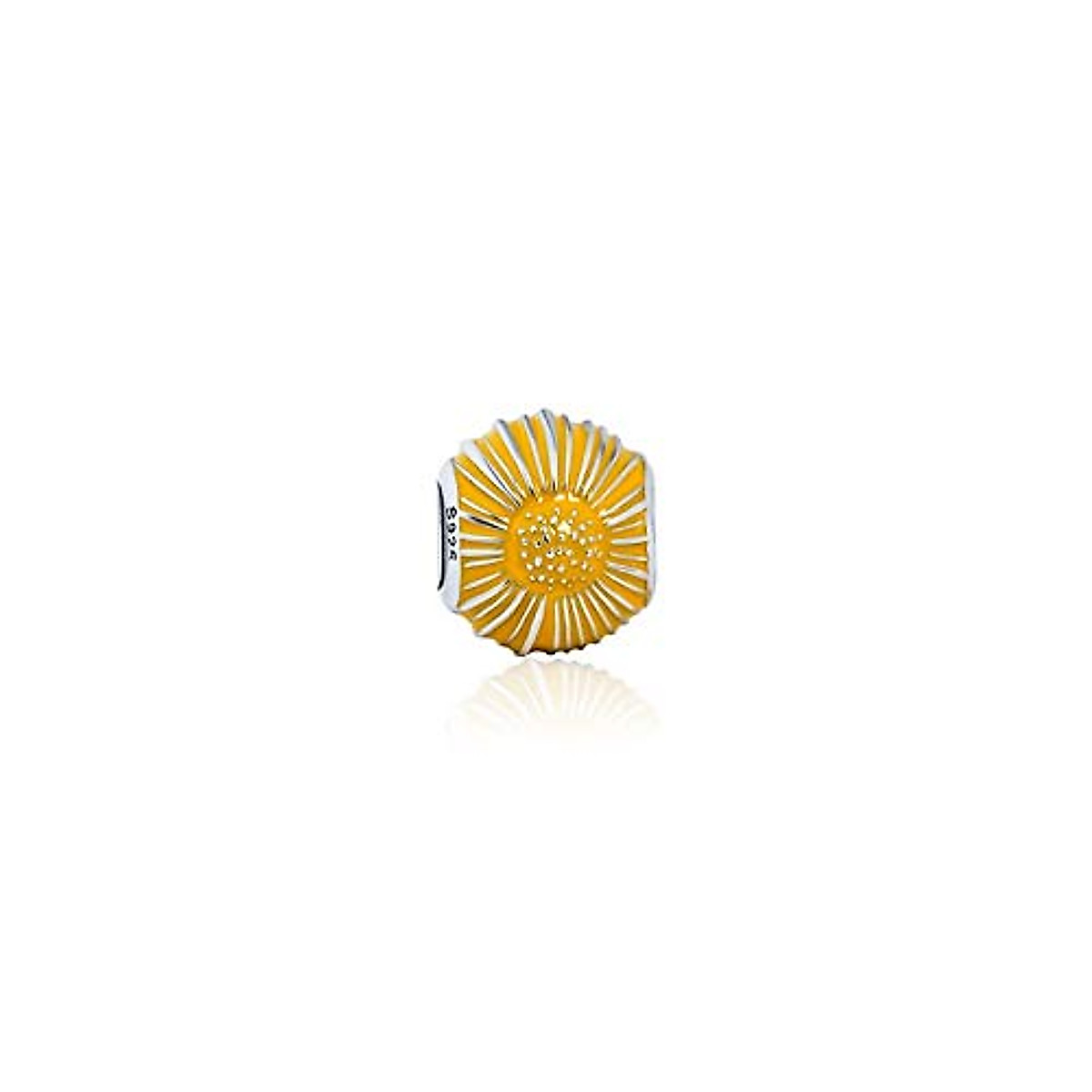 Bolenvi Yellow Sunflower Ball 925 Sterling Silver Charm Bead for Pandora & Similar Charm Bracelets or Necklaces