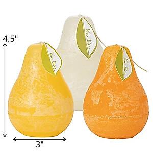 Sullivans Vance Kitira Pear Set of 3 Candles, Clean-Burning, Environmental-Friendly, Scentless, Real-Wax Candles, Home Décor, Hosting Décor