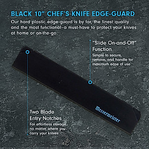 Messermeister 10” Chef’s Edge-Guard, Black - Fashionable & Functional Knife Protector for Chef’s & Wide-Blade Knives - 2 Blade Entry Notches - 10.5” x 1.9375”