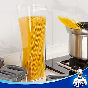 MR.SIGA 4 Pack Airtight Food Storage Container Set, BPA Free Kitchen Pantry Organization Canisters, One-Handed Airtight Cereal Flour Spaghetti Storage Containers, 2.1L / 72oz, Gray