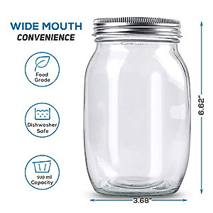 -Seed Sprouting Jar Kit| 2 Wide Mouth Quart Sprout Mason Jars with 316 Stainless Steel Lids,Tray,Stand| Sprouter for Growing Broccoli,Alfalfa (White)