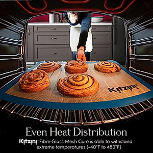 Kitzini Silicone Baking Mat Set. Non-Stick Silicone Mats for Baking. 4 Half Baking Sheets. BPA Free. Professional Grade Silicon Baking Sheet. Silicone Baking Mats for Cookies, Macarons & Pastry