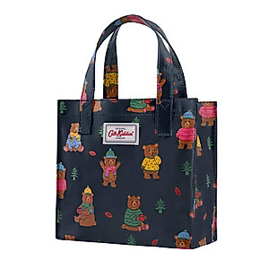 Cath Kidston S Bookbag Oilcloth Mini Open Top Handle Bag Small Size Dog Portraits Pattern Warm Cream Color (Woodland Bear)