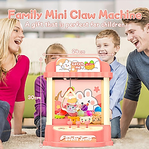 Florarich Mini Claw Machine for Kids with Prizes, Candy Vending Machine Toy, Electronic Arcade Game Prize Dispenser with 60-Second Countdown, and 25 Mini Toys, Great Birthday Gifts for 3-9 Year Olds
