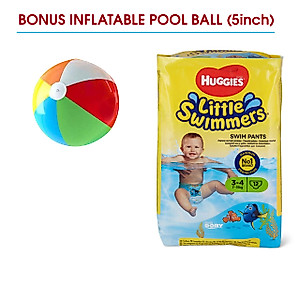 YDF Small Little Swimmers Disposable Swim Pants 15lb 34lb 12 Count Bonus Inflatable Pool Ball 5 inch Small Pack of 12