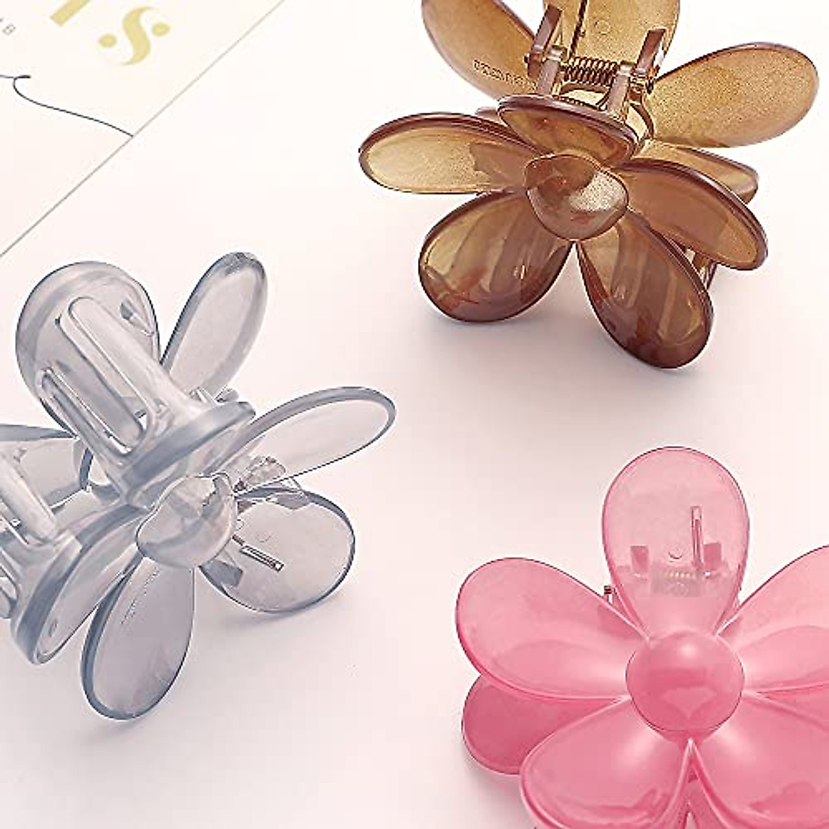 TODEROY 6 PCS Big Hair Claw Clips Matte Flower Hair Clips Non-Slip Cute Hair Catch Barrettes Plastic Jaw Clamps for Thin Thick Hair Hair Acrylic Accessories for Women Girls 6 Colors