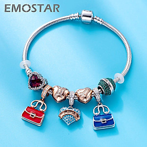 March Birthstone Charms fits Pandora Style Bracelet, Sparkling Pave Heart Aquamarine CZ Forever Love Pendant in 925 Sterling Silver, Gifts for Christmas/Mothers/Valentines Day