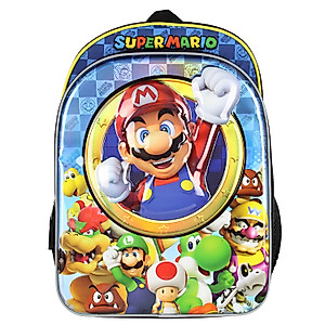 Nintendo Super Mario Bros All Over Character Molded Iridescent 16" Backpack