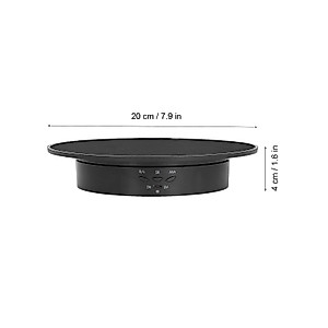 Yctze Motorized Rotating Display Stand, 200mm Motorized Rotating Display Stand Bracket 3 Speed USB Powered Jewelry Electric Rotating Turntable (【Black 200MM Suede English Version】)