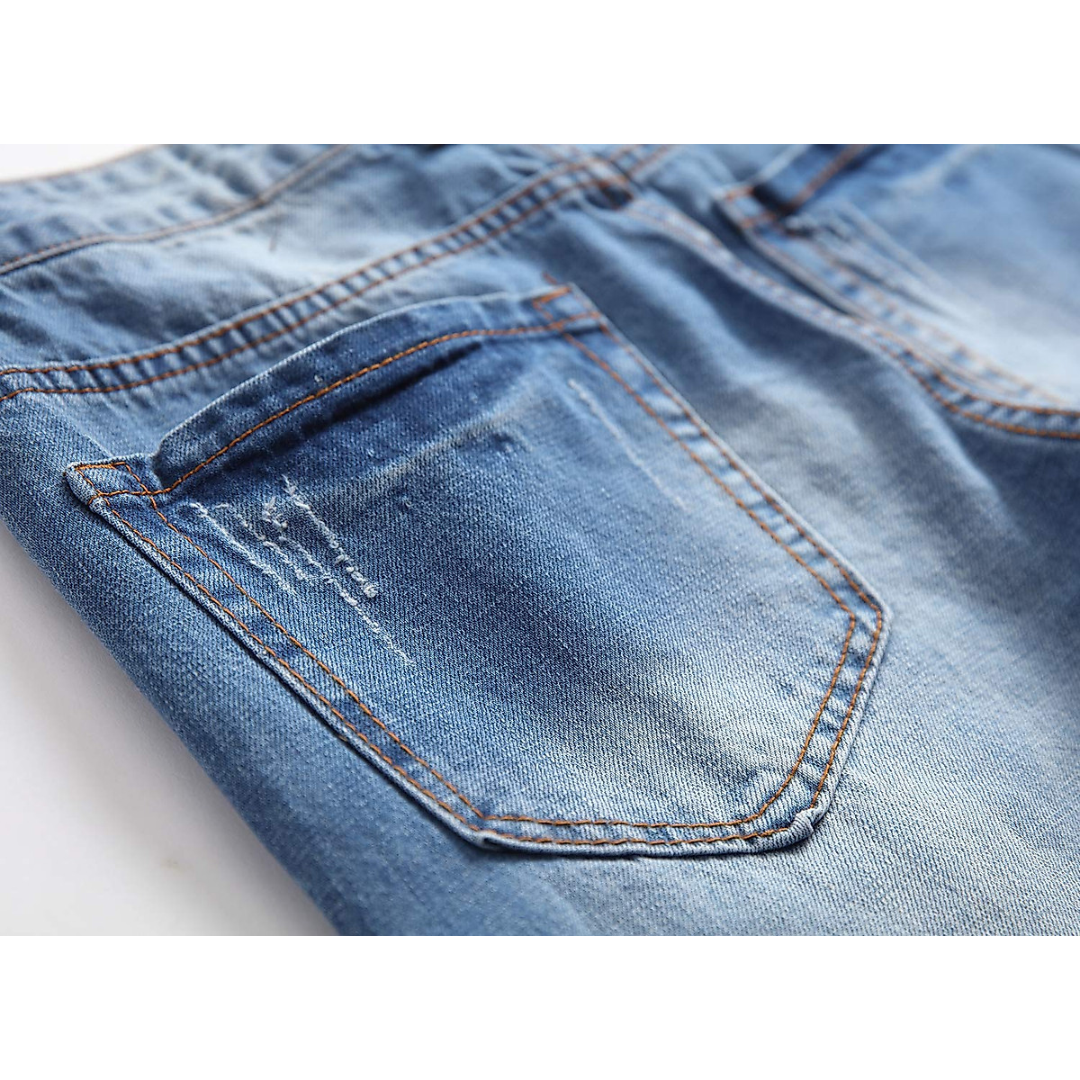 DANT BULUN Men's Ripped Distressed Destroyed Slim Fit Straight Leg Denim Jeans(W34,Blue)