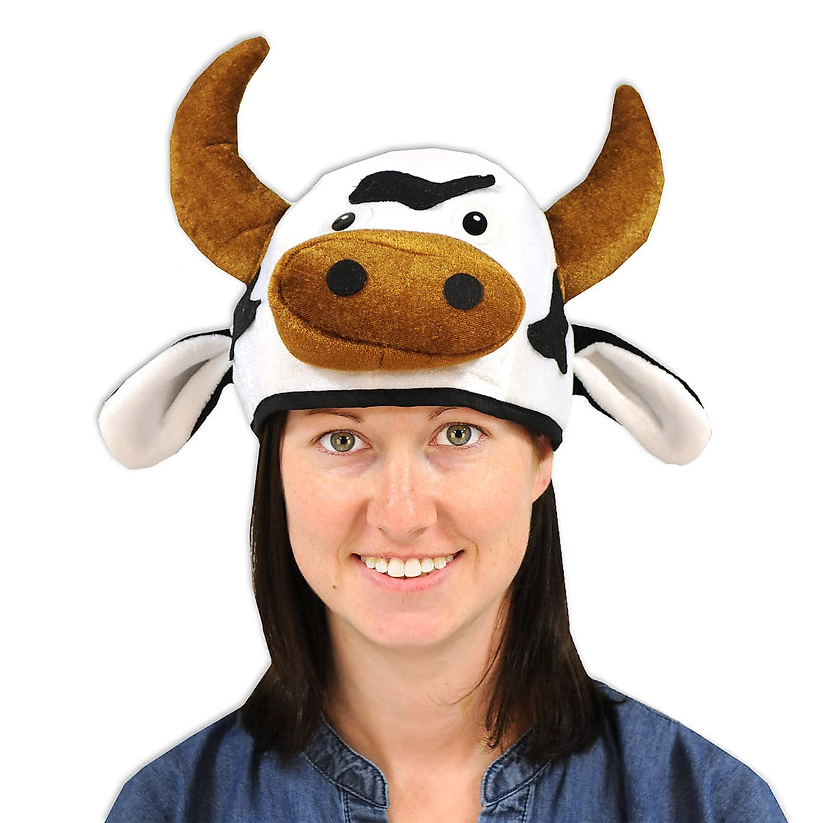 Beistle NoveltBeistle Unisex Plush Cow Head Hat – Western Themed Novelty Cap, Farm Animal Party Supplies, Halloween Costume Headwear, Photo Booth Prop, Dress Up Accessory