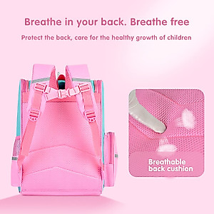 School Backpack for Girls Large Capacity Waterproof Light Weight Schoolbag Bookbag for Kids Primary School Student (Magic Horse Pink)