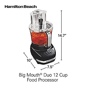 Hamilton Beach Big Mouth Duo Plus 12 Cup Food Processor & Vegetable Chopper with Additional Mini 4 Cup Bowl, Black (70580)