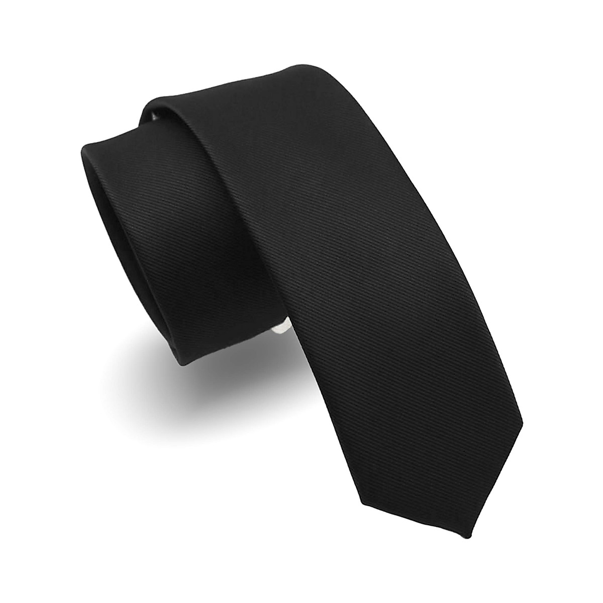 RBOCOTT 2.4" Black Skinny Tie for Men Silk Wedding Business Slim Necktie(9)