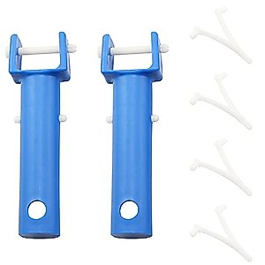 RLECS Vacuum Head Handle 2PCS Blue Color Vacuum Pool Brush Handle Universal Replacement Parts with V Clips and Pins for Swimming Pool Spa Vacuum
