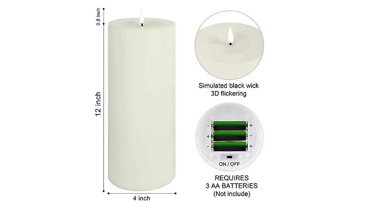 Large Flameless Outdoor LED Candles - Remote, Timer, Waterproof
