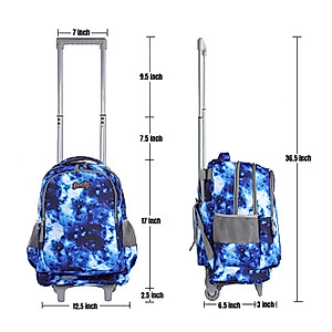 seastig Rolling Backpack 18in Double Handle Backpack Kids Wheeled Backpack Roller Backpack with Lunch Bag Set Girls Boys