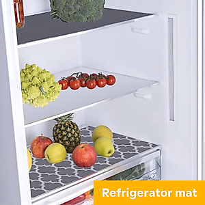 Shelf Liners for Kitchen Cabinets Non-Adhesive Waterproof Drawer Mat Liners Non Slip Refrigerator Liners Plastic Fridge Protectors for Shelves Pantry Cupboard 11.8 Inches x 10 FT Grey