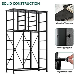 YITAHOME 16 Drawer Dresser, Tall Fabric Dresser for Bedroom, Large Chest of Drawers, Gray Dresser for Bedroom Closet Living Room Entryway with Sturdy Metal Frame and Wooden Top (Black Gray)