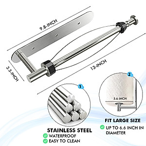 KIHOGEM Magnetic Paper Towel Holder, One Hand Operable Paper Towel Holder Wall Mount with Strong Magnetic Backing and Self-Adhesive for Kitchen Refrigerator RVs Grill Garage（Silver）