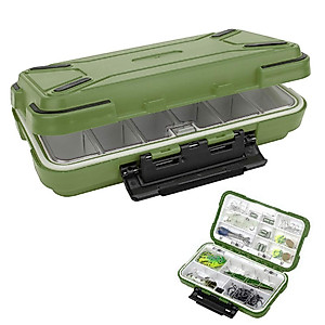BORDSTRACT Fishing Tackle Box, Waterproof Plastic Fishing Accessory Storage Organizer, Small Tackle Container for Lures, Jigs, Hooks, Sinkers(Green)