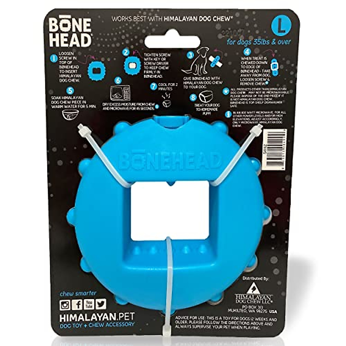 Himalayan Dog Chew Bonehead Large Dog Chew Holder, Secures Chews for Dogs, Chew Smarter and Longer, Stimulate Your Dog, Holds Yak Chews with Screw-in Fastener, 1 Dog Toy