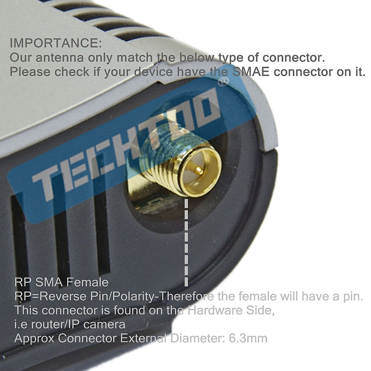 TECHTOO WiFi Antenna Dual Band 7dBi 2.4GHz/5.8GHz with RP-SMA Connector for Wireless Network Router USB Adapter PCI Card IP Camera DJI Phantom Wireless Range Extender FPV UAV Drone