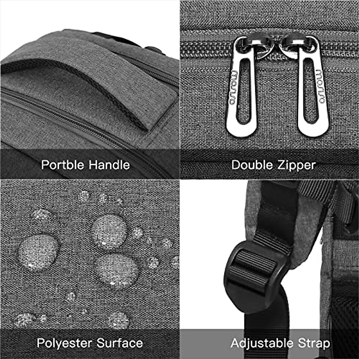 MOSISO 21L Business Travel Laptop Backpack, Polyester Anti-Theft Casual Daypack with Trolley Belt&USB Charging Port&Front Horizontal Vertical Pockets, College School Bag for 15.6-16 inch Notebook,Grey