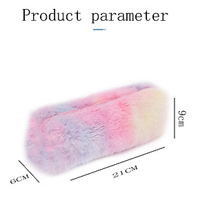 Plush Rainbow Pencil Case for Girls Fluffy Pencil Case Cute Rainbow Pencil Holder Soft Pencil Case Fluffy Pencil Bag Makeup Pouch Colored Storage Bags Large Capacity School Supplies for Kids
