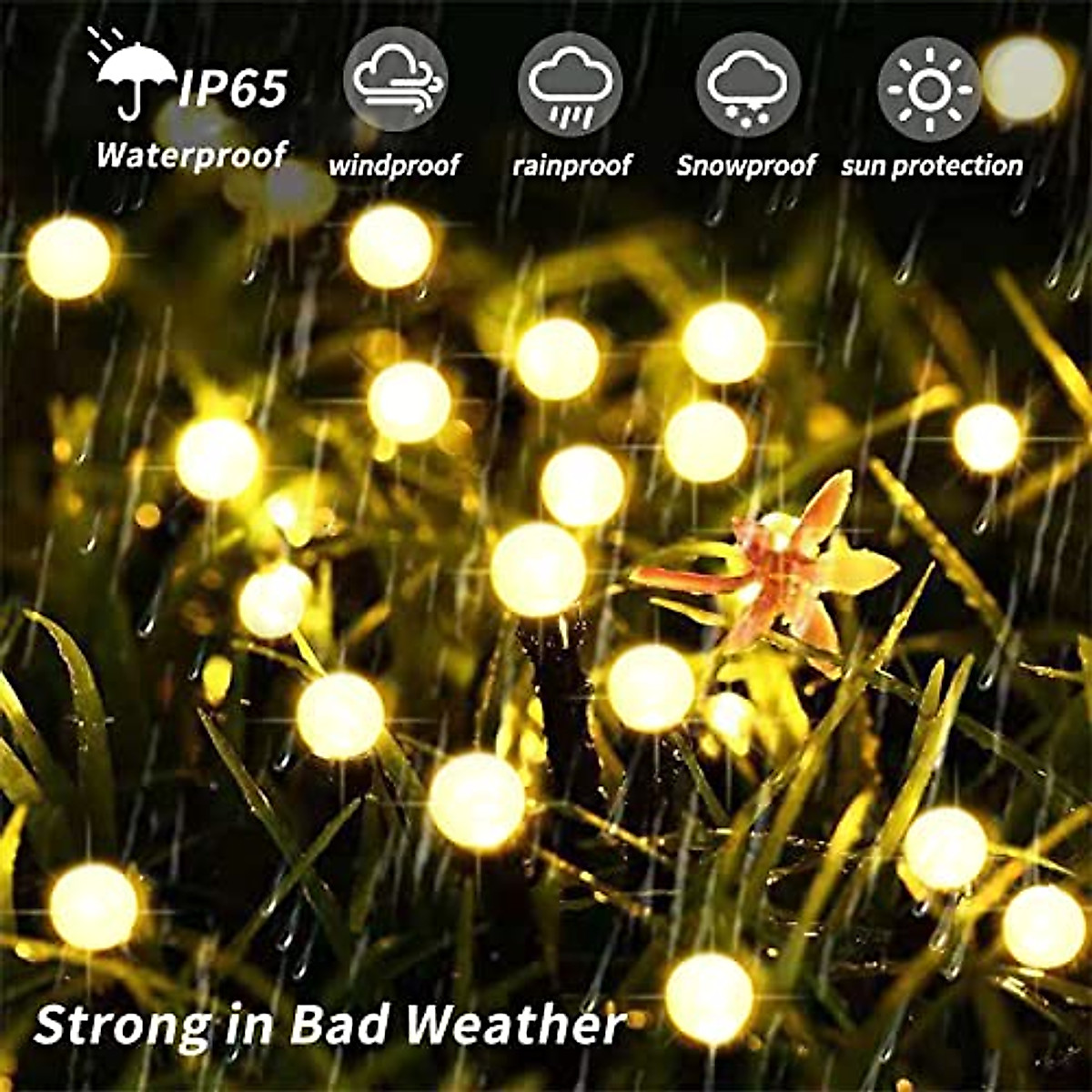 BOBOBOX Super Bright Solar Powered Firefly Lights, Starburst Swaying Lights Vibrant Solar Garden Lights, Firefly Outdoor Waterproof Lights for Yard Patio Landscape Decoration, Warm White (8 LED-2pack)