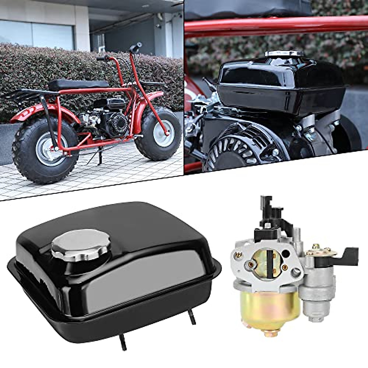 GREHUA Gas Fuel Tank Carburetor Carb Kit for Predator 212cc 196cc 6.5hp GX160 GX200 Coleman CT200U BT200X KT196 Baja Warrior Massimo MB200 Hammerhead 80T Go Kart Engine Mini Bike Performance Parts