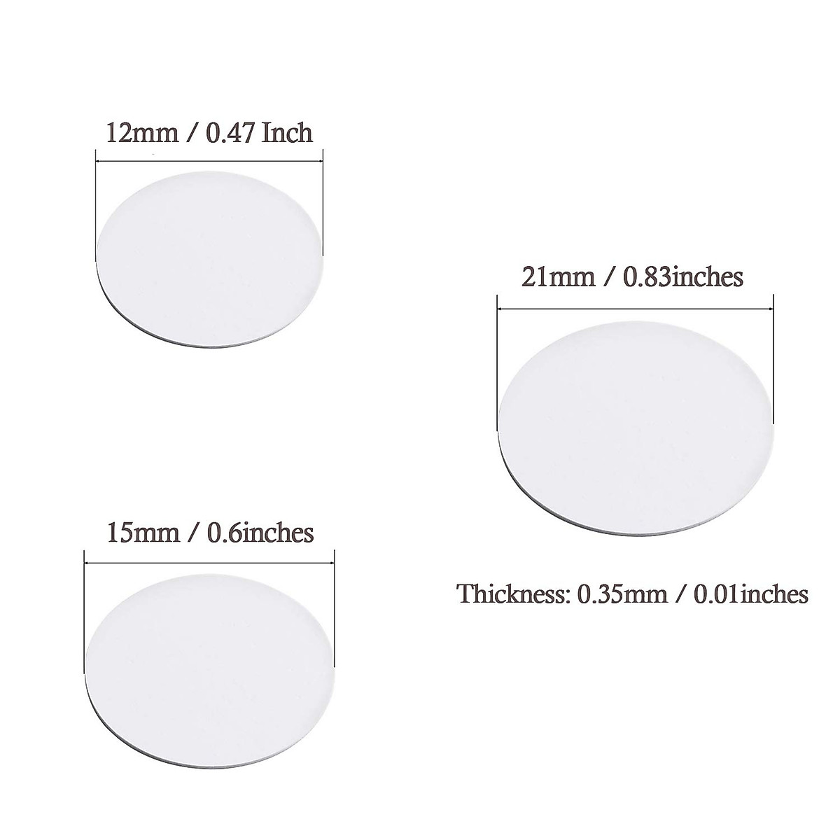 580 Pcs Self-Adhesive Screw Hole Stickers, 6-Table Self-Adhesive Screw Covers Caps Dustproof Sticker 12mm, 15mm, 21mm White