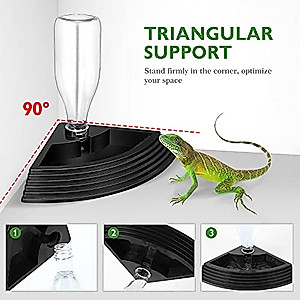 POPETPOP Reptile Water Bowl-Automatic Reptile Water Fountain-Turtle Water Dispenser Bottle Tortoise Food Water Bowl Feeding Dish for Lizards Snake-Black
