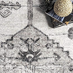 nuLOOM Gladys Machine Washable Vintage Medallion Accent Rug, 2' x 3', Light Grey