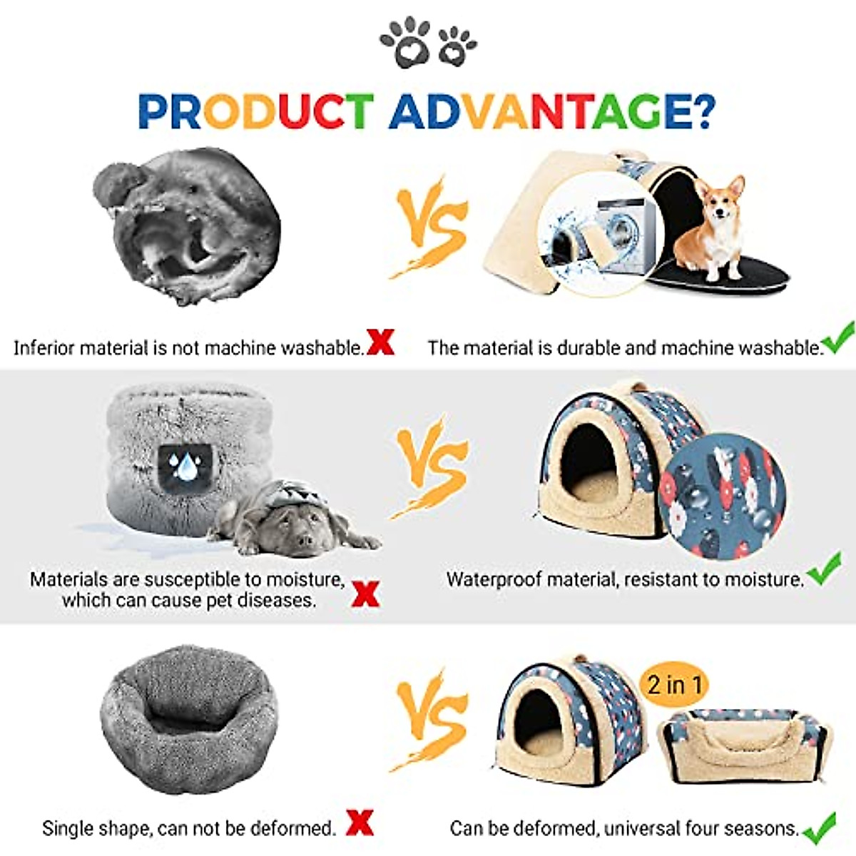 SOFYIALI Guinea Pig Hideout, Hamster Hideout, 2 in 1 Transformable Small Animal Bed Four Seasons General, Suit for Hamster Chinchilla Hedgehog Guinea Pig Rabbit Hideout Bed