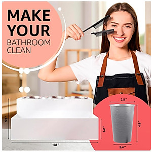 Levitural Premium Acrylic Hair Tool Accessories Organizer Stand – Portable Hair Dryer, Brush, Straightener, Curling Iron Holder Countertop and Storage for Bathroom Vanity Cabinet (White)