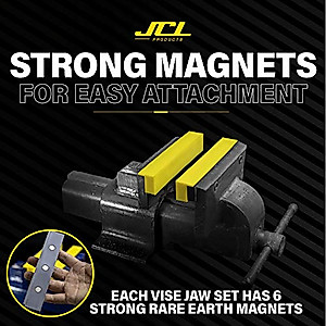 JCL Soft Vise Jaws, 6 inch vice jaw pads (2 pack), including 1 set grooved and 1 set flat, Use on any Metal Bench Vise to safely clamp flat, round or irregular shapes objects